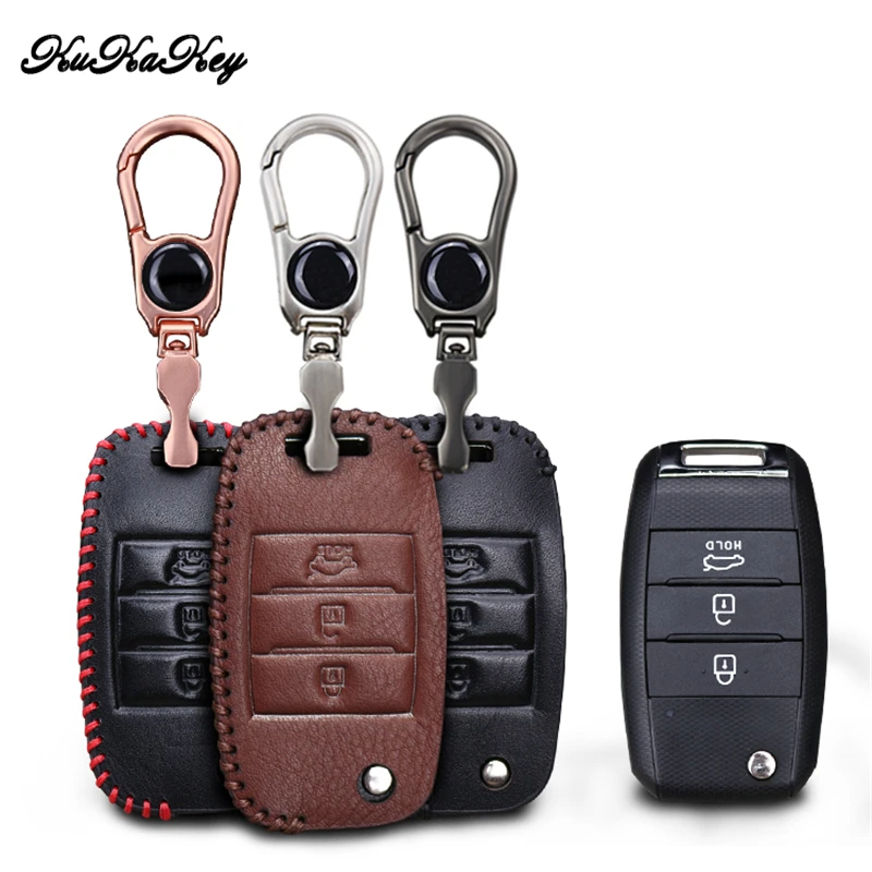 Kukakey Leather For Kia K2 K5 Folding Remote Key Case Car Key Cover ...