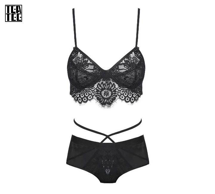 Underwear Women Bra Set French Italy Lace Black Transparent Sexy ...
