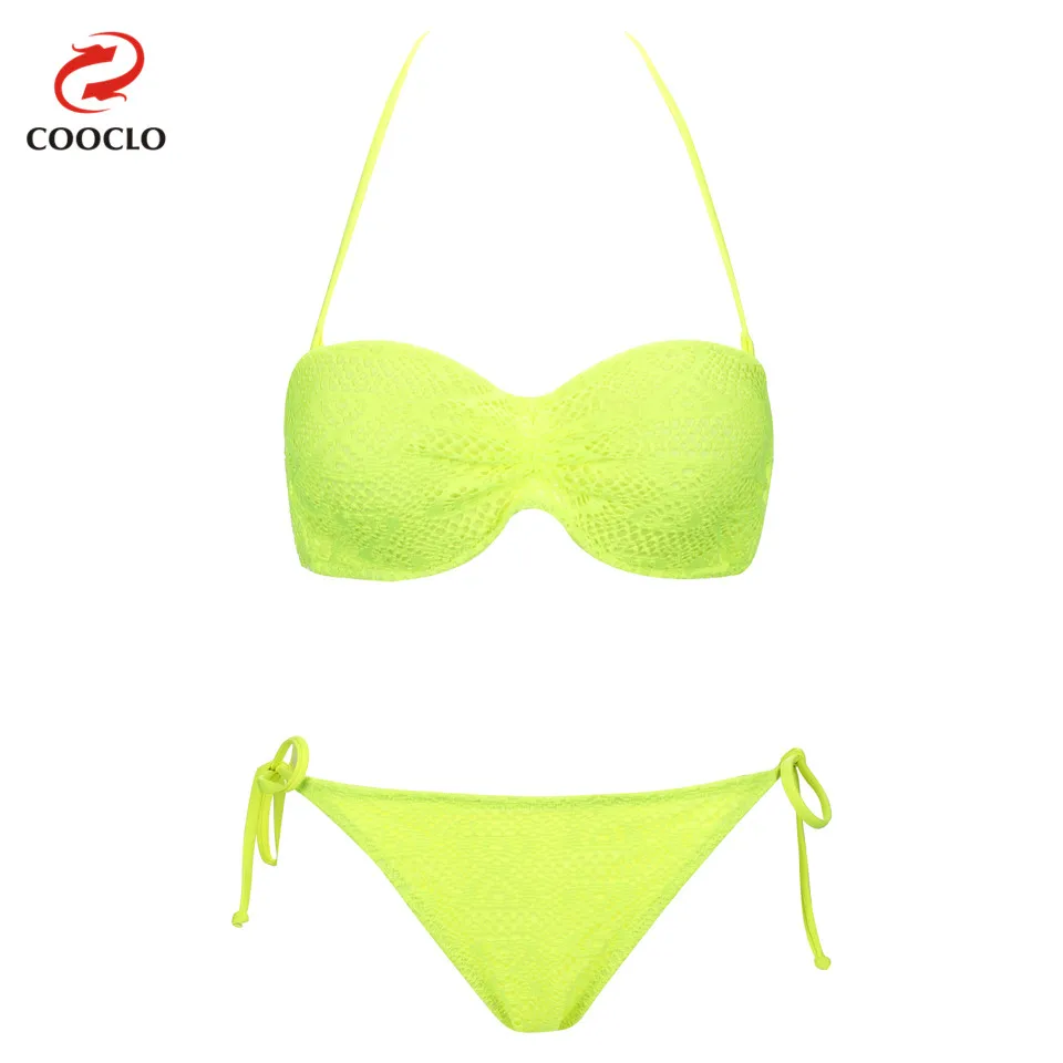Cooclo Push Up Bikini 2018 Summer Swimwear Women Solid Straps Sexy