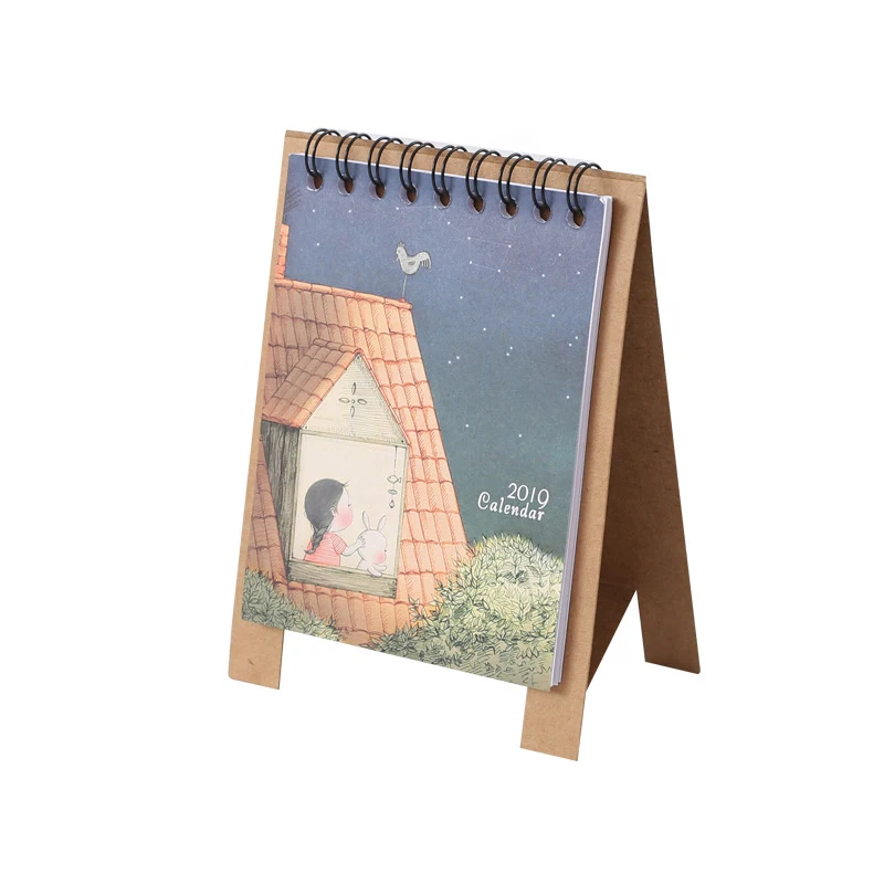2019 Calendar Fresh Style DIY Animals Mini Desktop Paper Calendars Dual ...