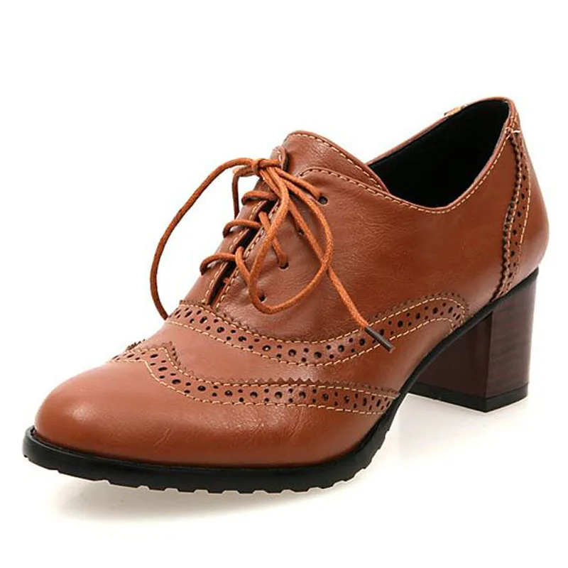 New Plus Size 34 43 Thick Heel High Heels Oxford Shoes For Women ...