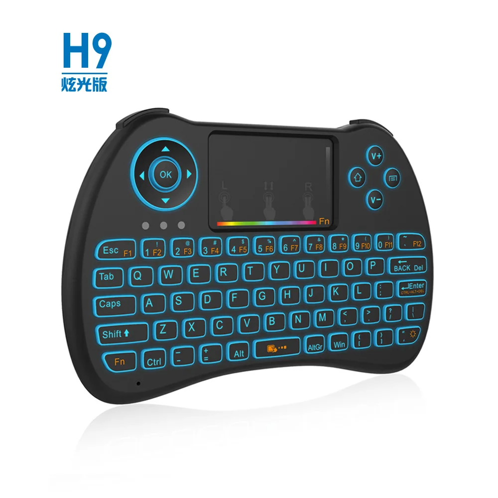 2.4ghz mini h9 controle remoto sem fio voar mouse de ar backlight ...