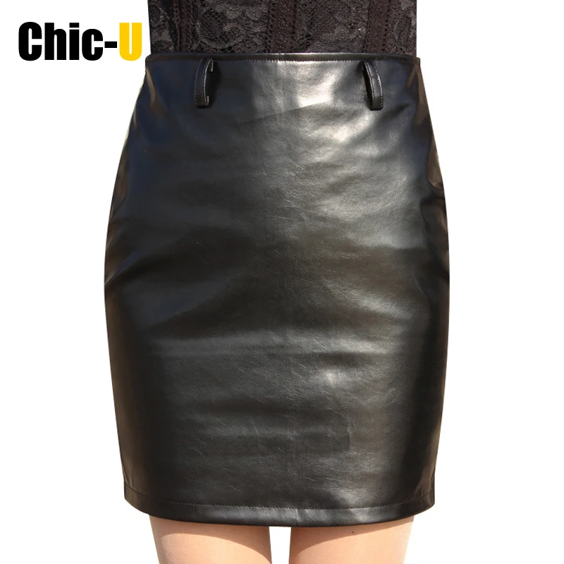 New Arrival Fashion Sexy Women Bodycon Skirt Top Quality Pu Leather Mini Short Skirt Black