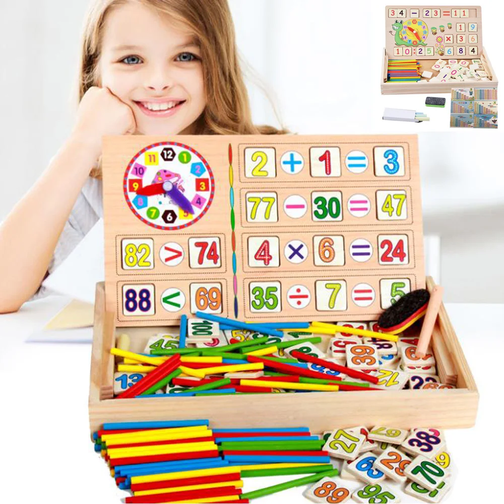 Montessori Wooden Math Toys for Children with Blackboard Educational ...