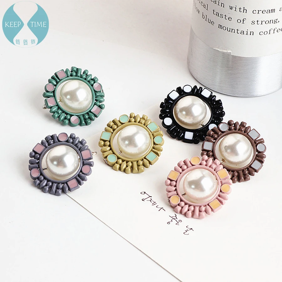DIY handmade jewelry accessories Korea pearl earbob eardrop alloy ...
