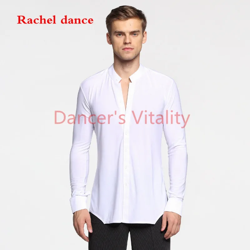 Long Sleeve Button Mens Latin Shirts Dance Top Ballroom Dancewear Latin ...