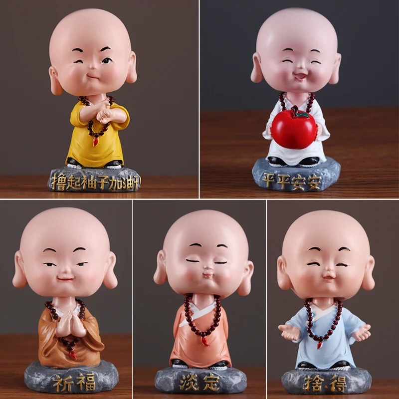 דמויות מיניאטורות - Little monk Car ornaments buddha statue Resin Craft ...
