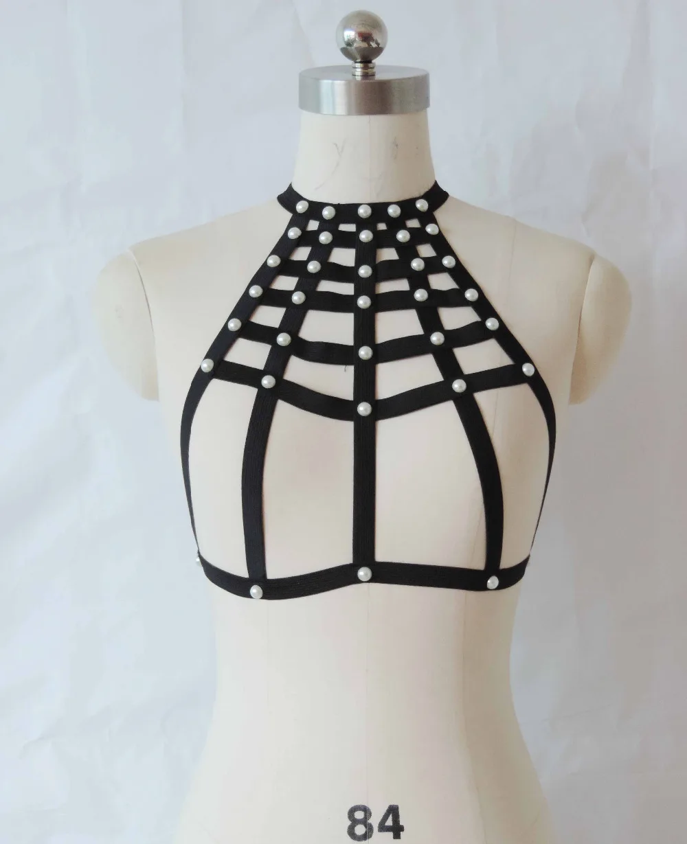 New fashion Mesh pattern women chest strap bra pastel goth cage sexy ...