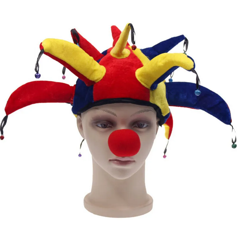 Striped Color Clown Hat With Red Nose Colorful Halloween Party Clown ...