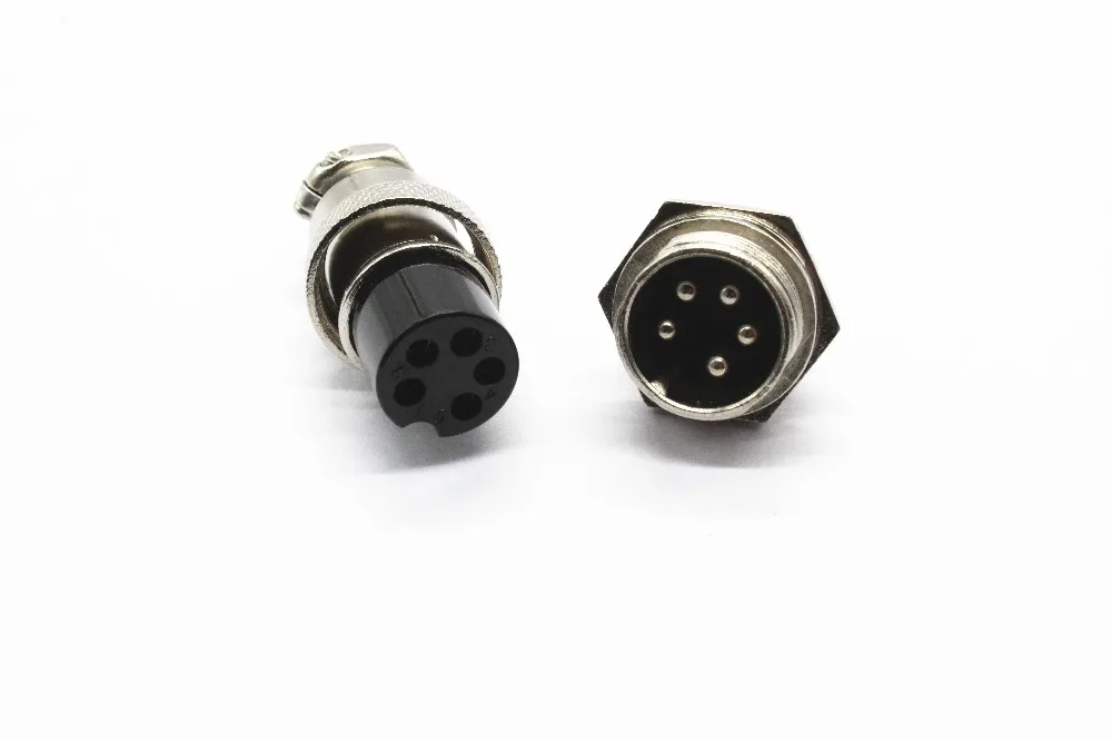 5PCS Aviation Plug 5 Pin 16mm GX16 5 Male And Female Panel Metal ...