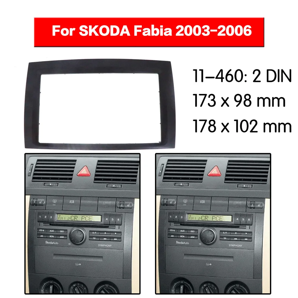 2 din Radio Fascia para SKODA Fabia 2003 2006 estéreo Fascia Dash Kit ...