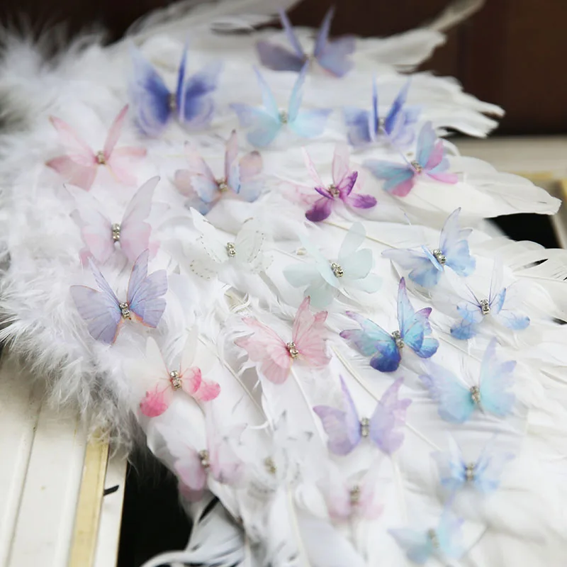 10Pcs/Lot Transparent Double Layer Lace Patch Butterfly Hairpin ...