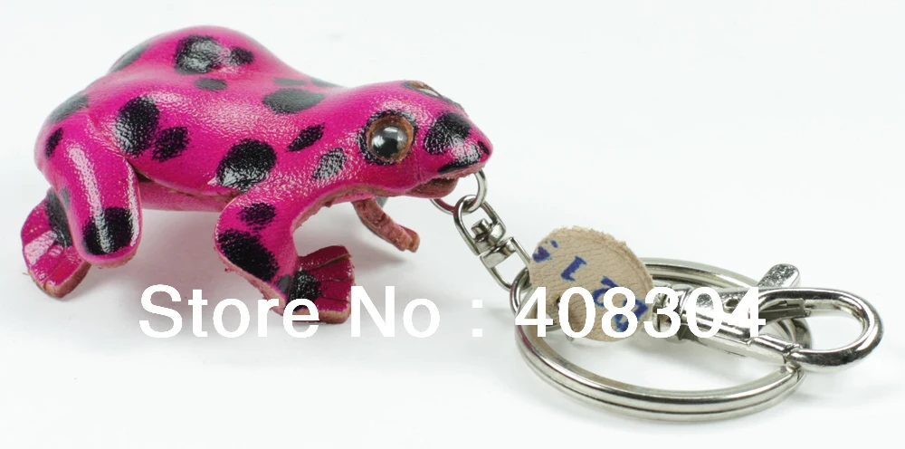 Genuine leather Handmade Cute 3D Animal Keychain Keyholder Cartoon Frog ...