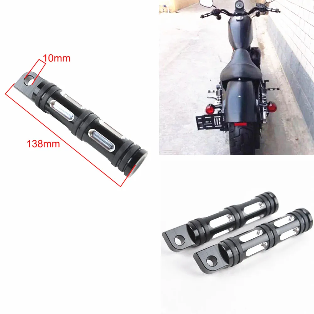 Black CNC Edge Cut Billet Foot Pegs Male Peg Rest Mount For Harley Dyna ...