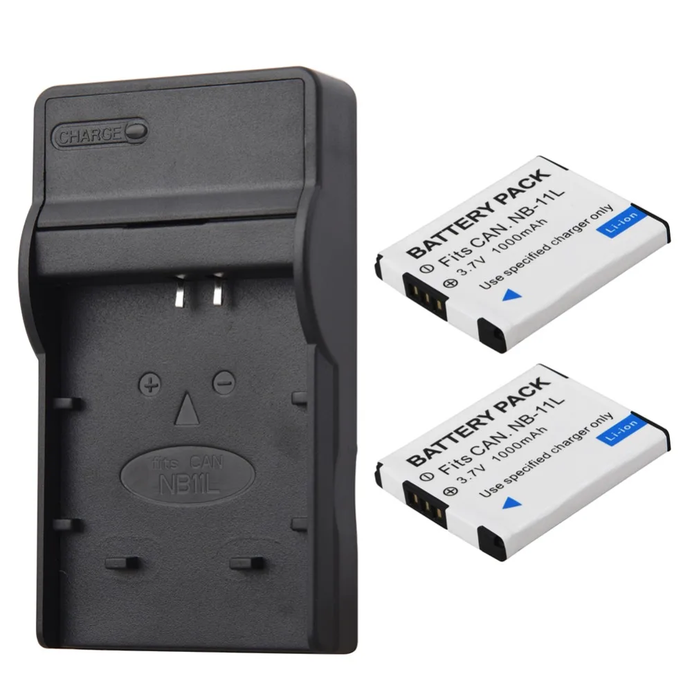 2Pcs 1000mAh NB 11L Battery NB 11L NB11L Battery With Charger For Canon A2600 A3500 A4000IS IXUS ...