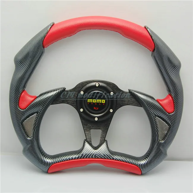 MOMO volante modificato 14 pollice rosso general purpose PVC + fibra di ...