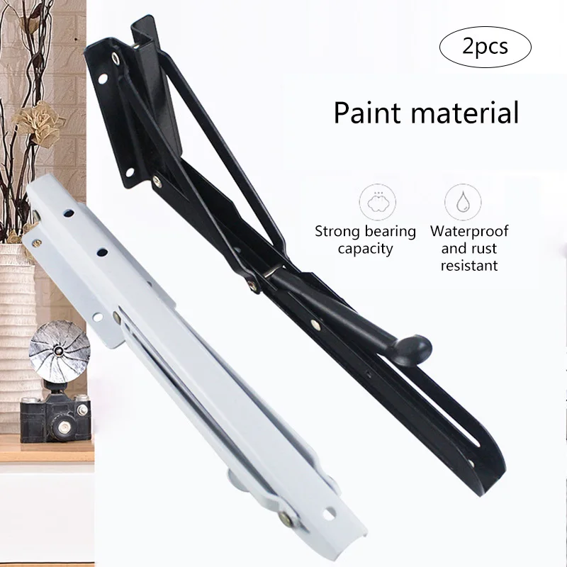 2 Pcs Folding Shelf Bracket Wall Mount Table Hinge Stainless Steel ...