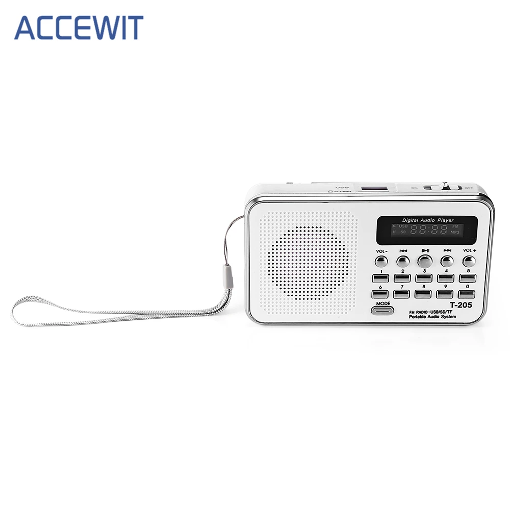 Newest Portable Mini T 205 FM Radio Speaker HiFi Card Digital Stereo ...