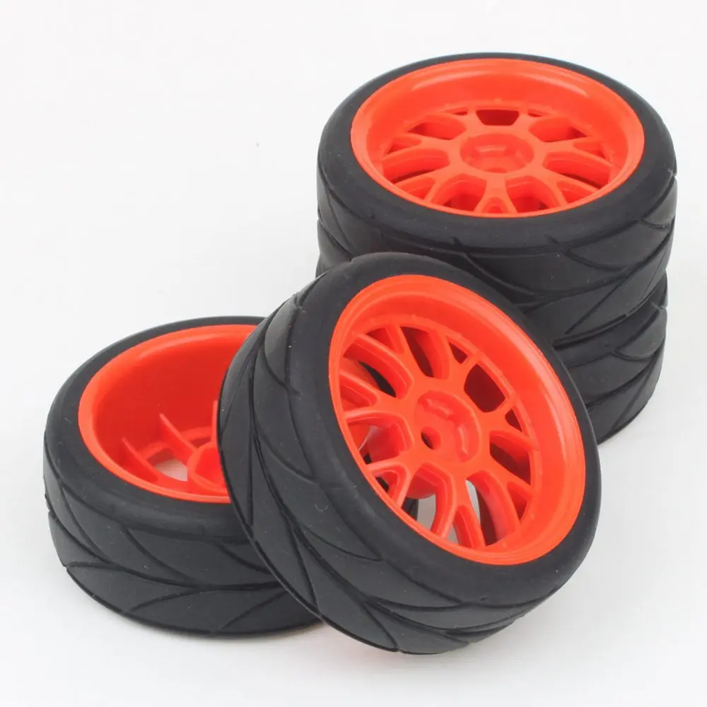 Red Y Shape Plastic Wheel Rim&Soft Arrow Tires Tyre for RC 1:10 On Road ...