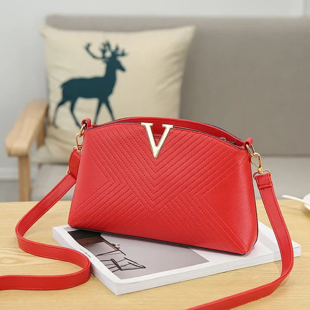 Women Bag Fashion V Letters Designer Handbags Quality PU Leather Lady ...