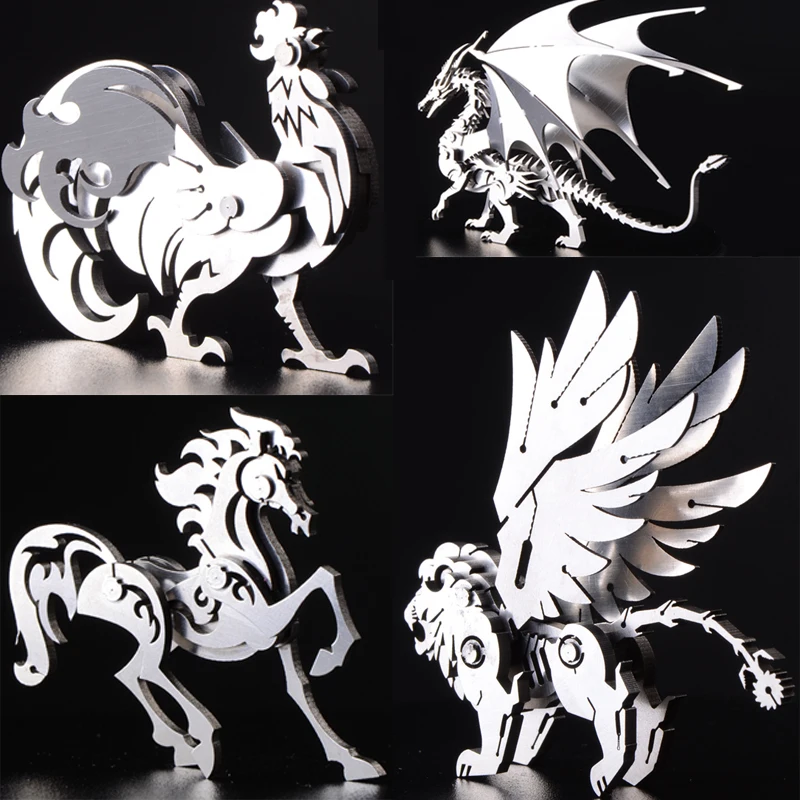 High Quality Elk/Dragon Animal Stainless Steel 3D Metal Kits Puzzle ...