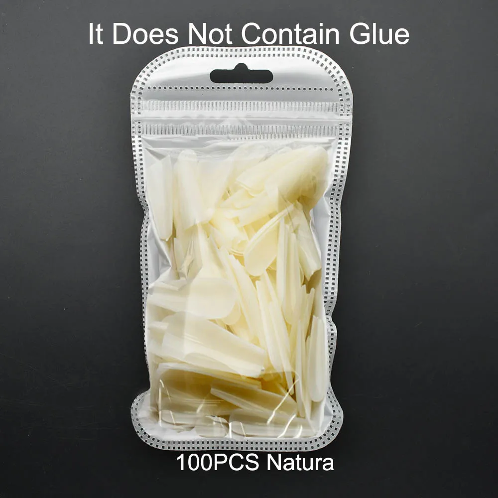 100 шт искусственные ногти искусственный длинный балерина чистые натуральные белые накладные