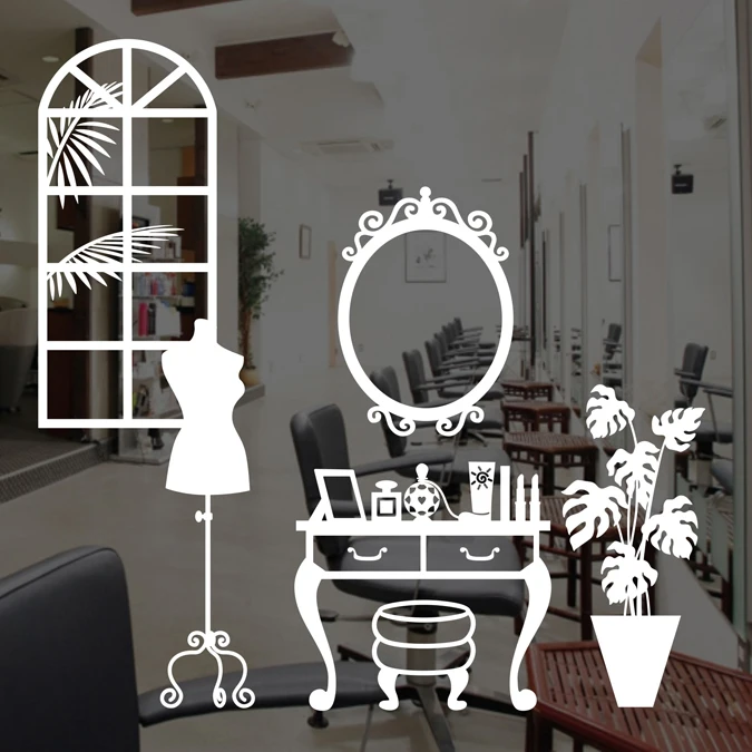 Free shipping Beauty cosmetics glass decoration clothes shop sticer ...