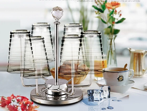Stainless steel 6 rotary water cup holder wine rack fashion cup holder ...