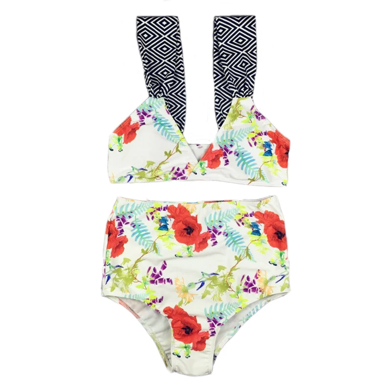 2018 Swimsuit Retro Bikini Set Floral Bathing Suit Female Simple ...