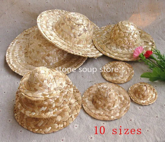 2-10pcs-Hand-Knitting-Straw-Hat-Mini-Doll-Hat-Ornament-Small-Strawhat ...