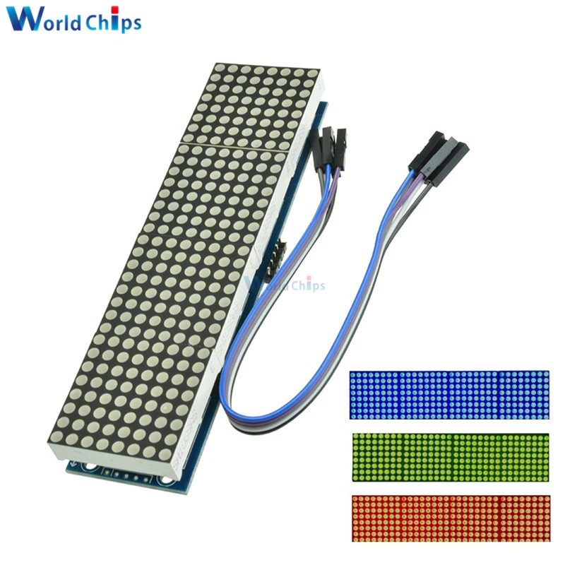 Composants électroniques MAX7219 LED Dot Matrix Module Microcontroller pour Arduino 4 in 1 ...