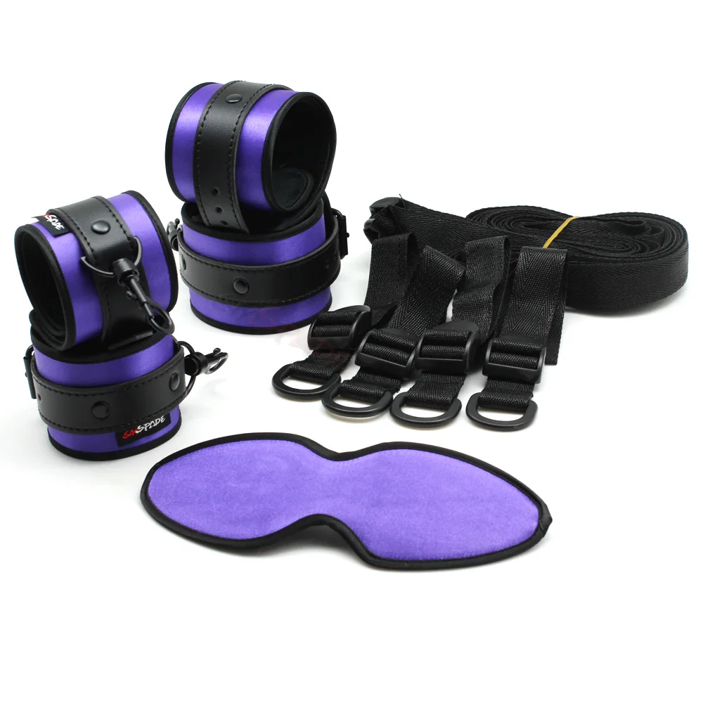 smspade-4-pcs-purple-satin-under-bed-bondage-restraints-kit-including ...