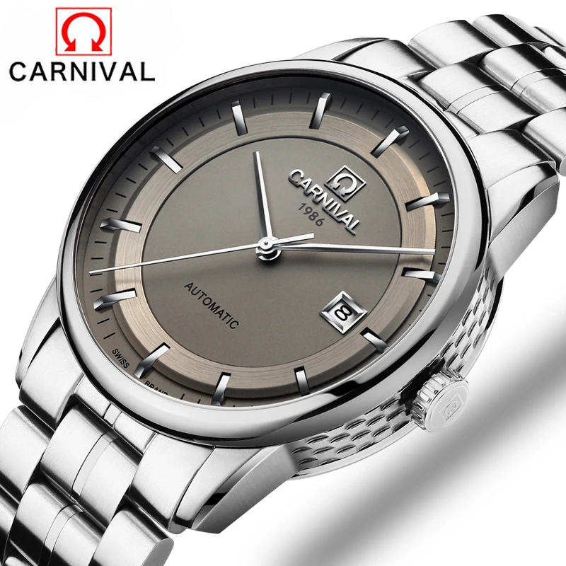 Automatic watch mens mechanical brand luxury CARNIVAL orologi ...