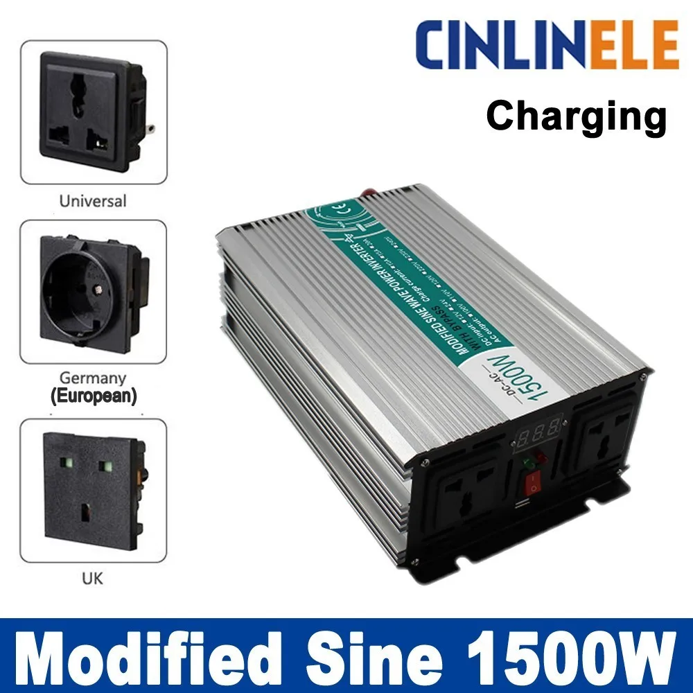 Smart Inverters Charger 1500W Modified Sine Wave Invert CLM1500A DC 12V ...