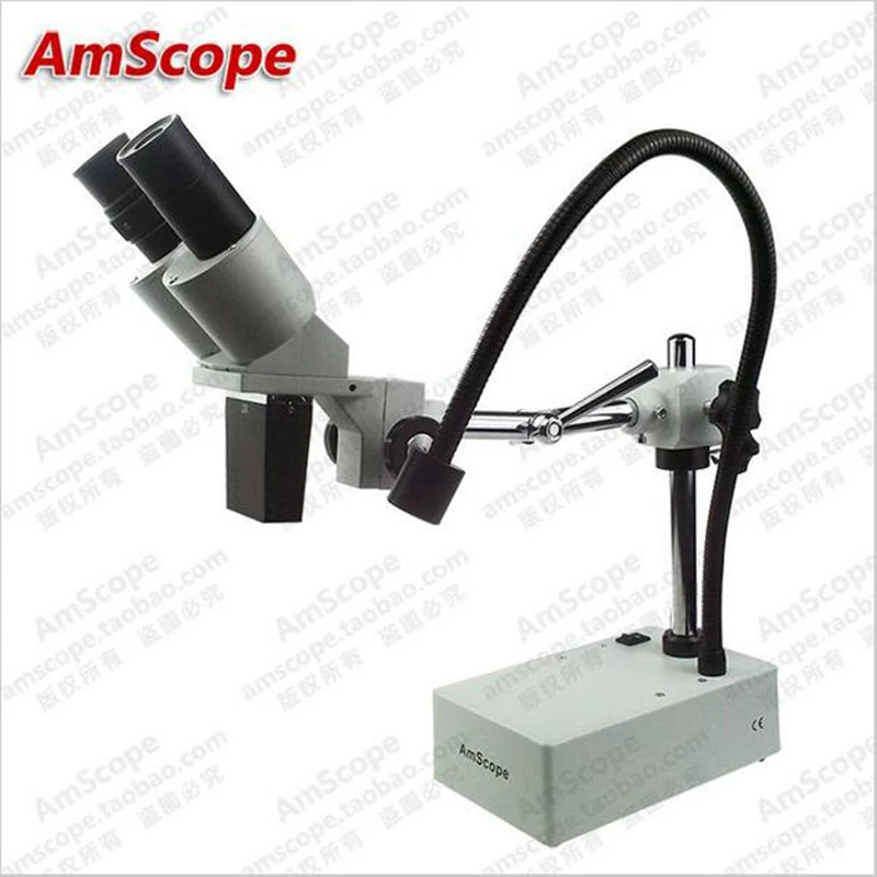 Amscope 5x-10x-20x Binocular Boom Arm Stereo Microscope + Light ...