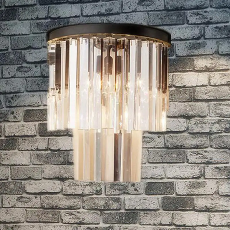 American Rural crystal wall Lighting Long Crystal Bar light Lustre ...