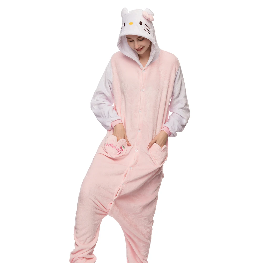 Winter Animal Sleepwear Pajamas Sets Adult Cat Pijamas Women Pyjamas ...