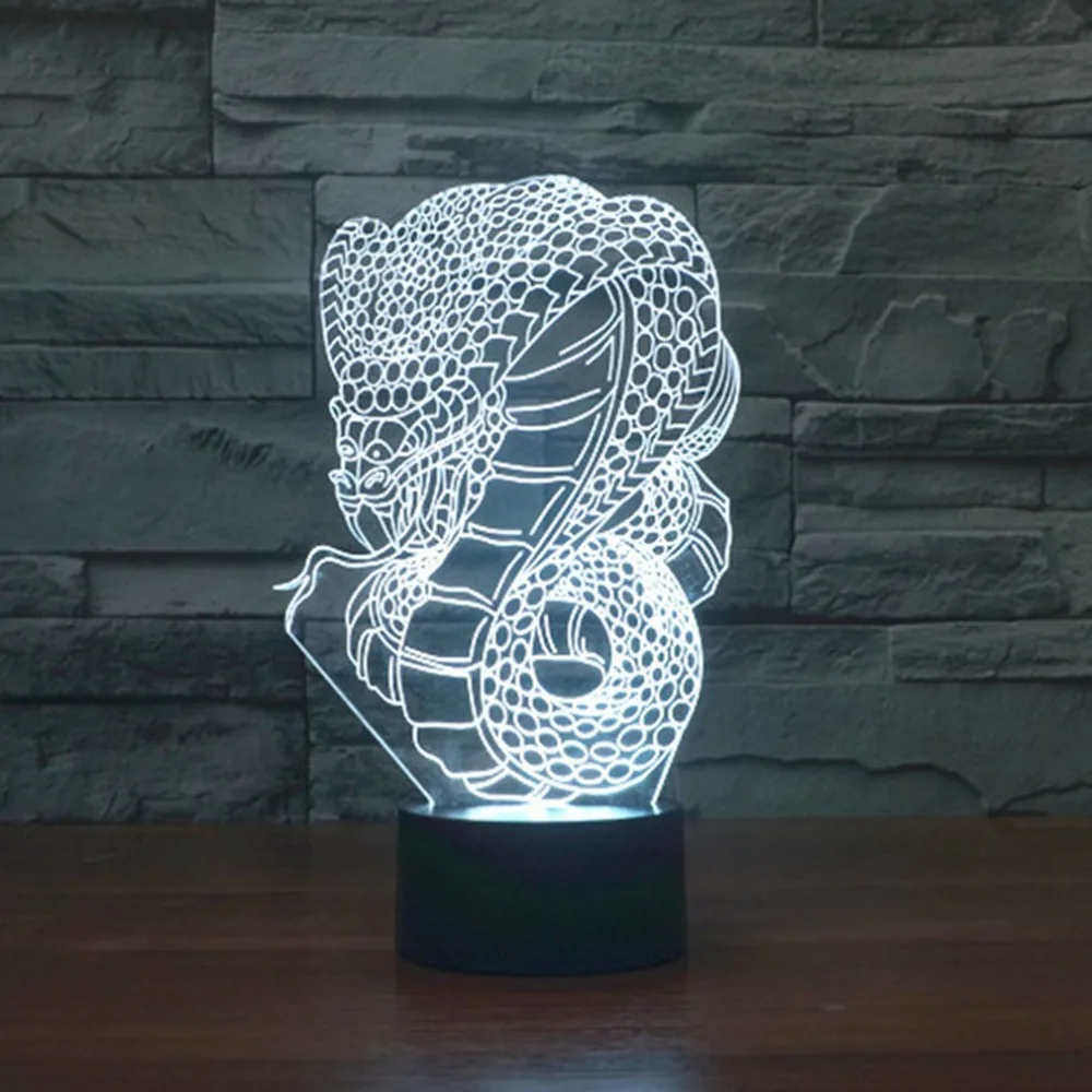Snake Shape Touch Table Lamp 3D Lamp LED Night Light Stereoscopic ...