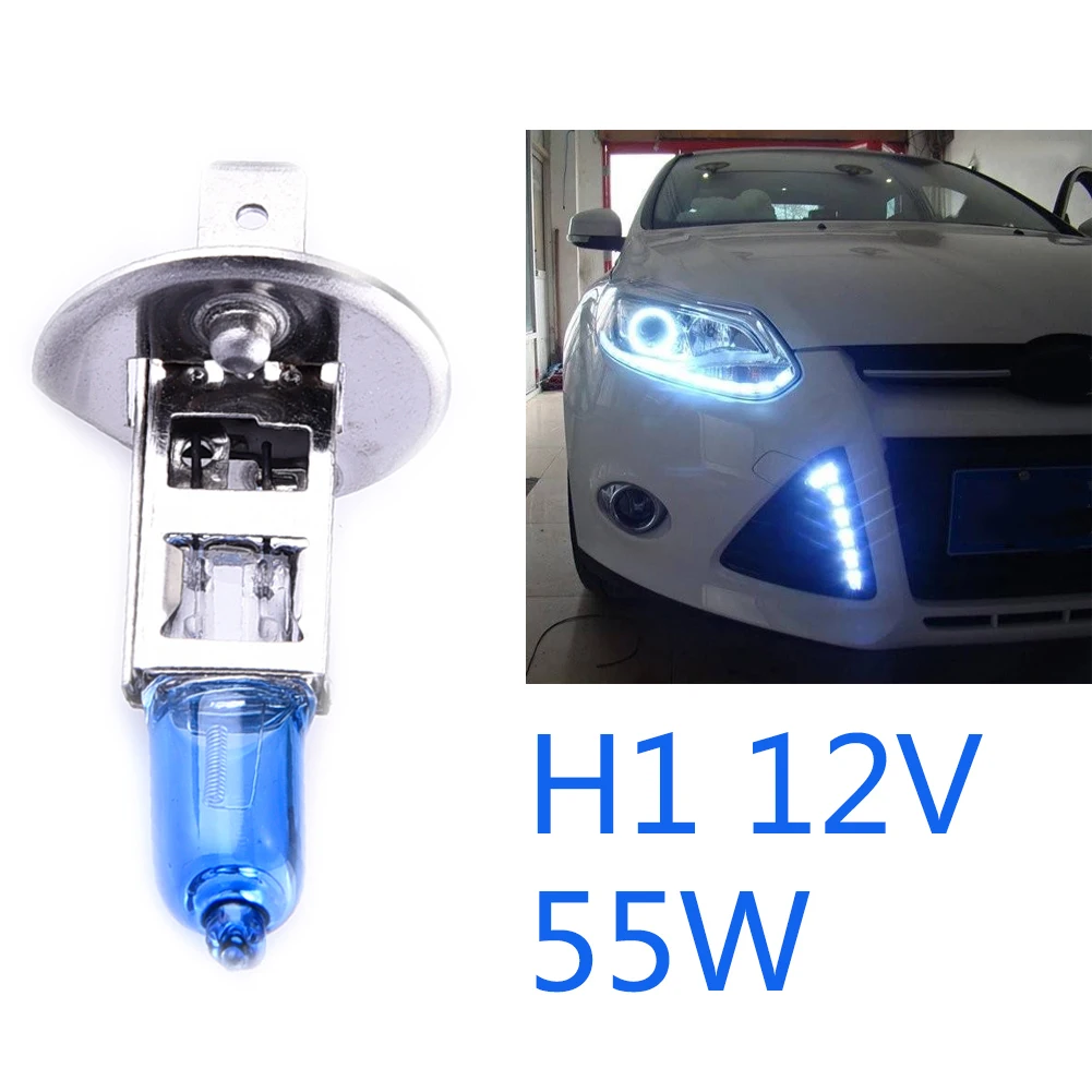 2pcs H1 12V 55W 100W Ultra white Light Halogen Bulb 6000k Car ...