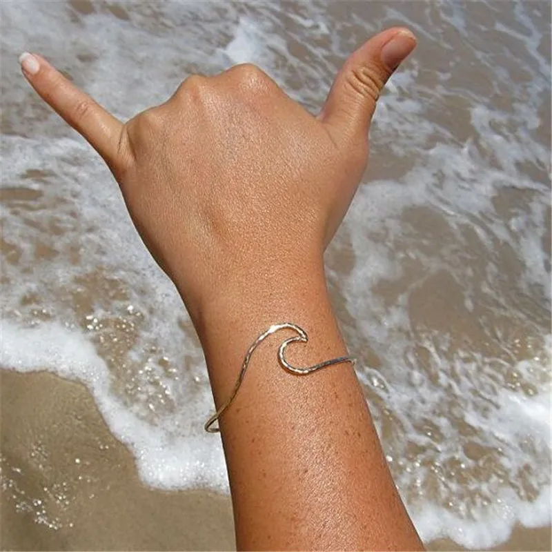 Ocean wave bracelet Wave bangle Wire wrap gold or silver sea wave ...