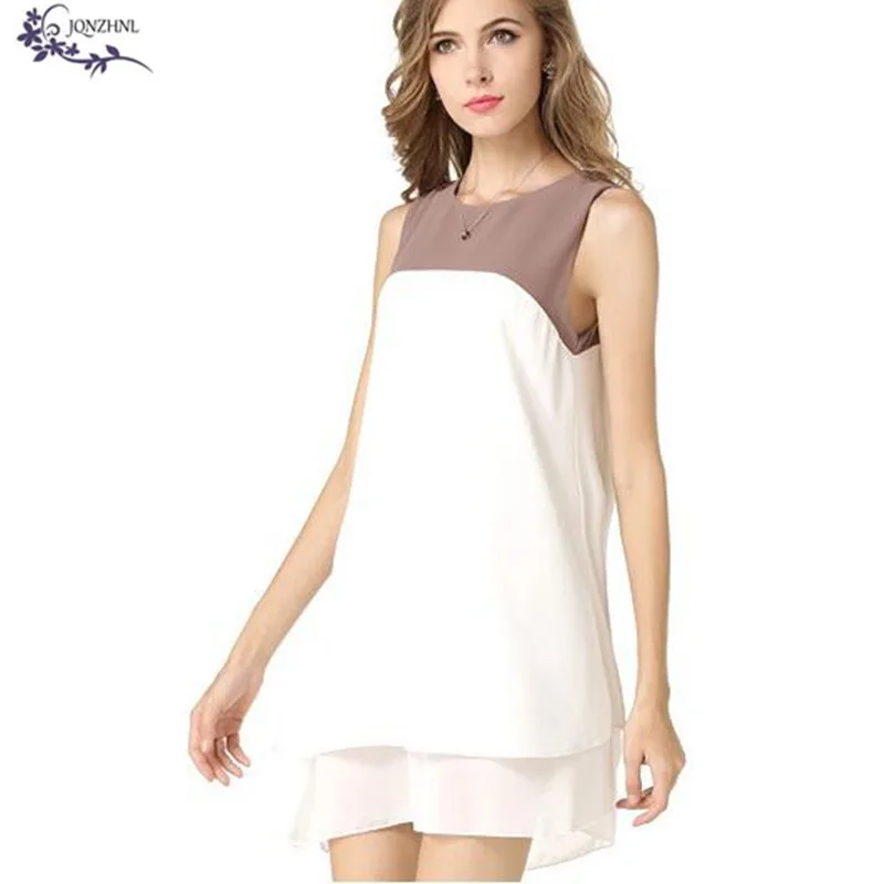 Summer Women Dress 2017Summer Sexy Sleeveless Stitching Double Layer ...