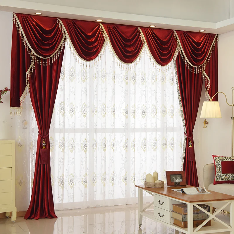 Kustom-Tirai-Luxury-Eropa-Tebal-Shading-Italia-Kain-Flanel-Tirai-Merah ...