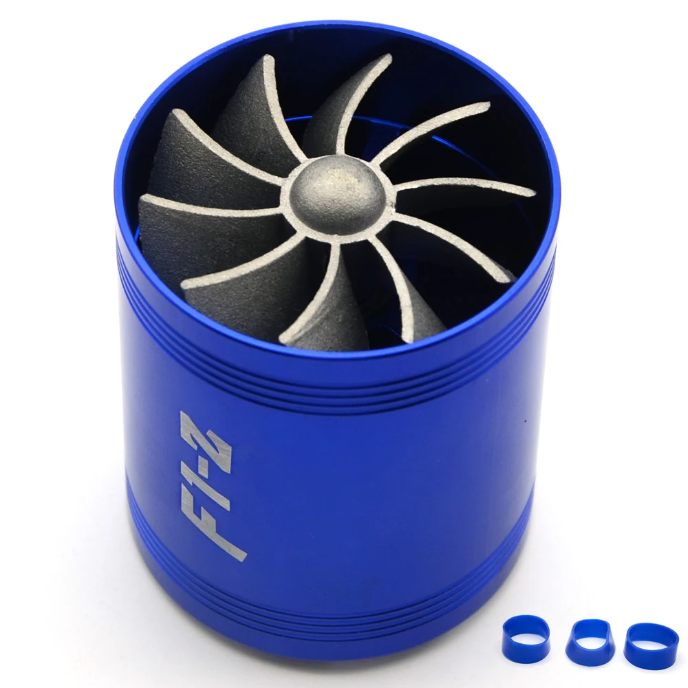 Double Turbine Turbo Charger Air Intake Gas Fuel Saver Fan Car ...