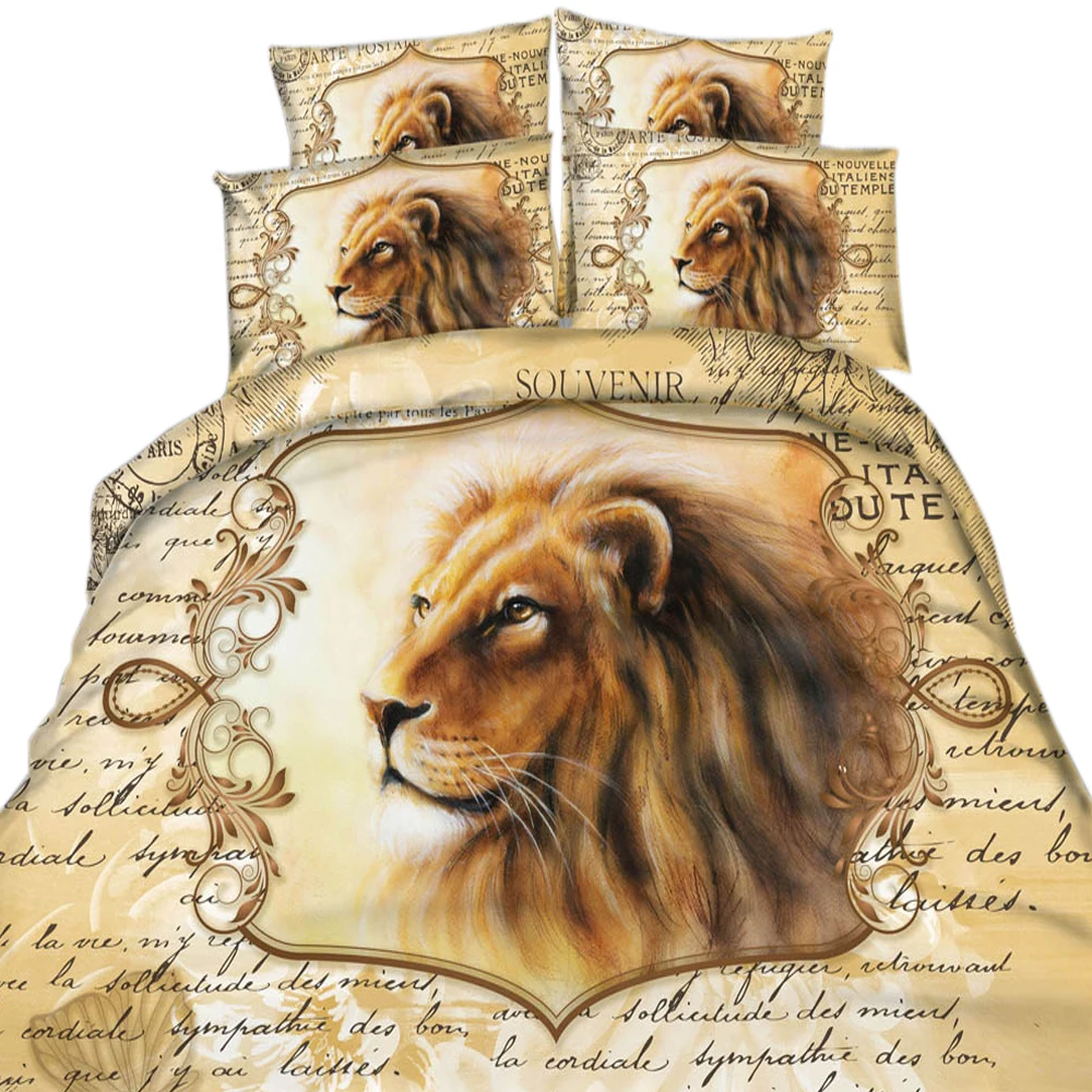 Lion Print 3D Bedding Sets Full Duvet Cover Sets Twin/Full/Queen/King ...