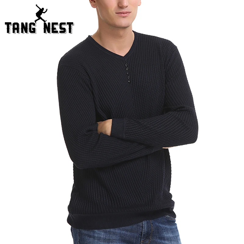 TANGNEST de Color sólido Casual hombres suéter 2019 nueva moda con ...