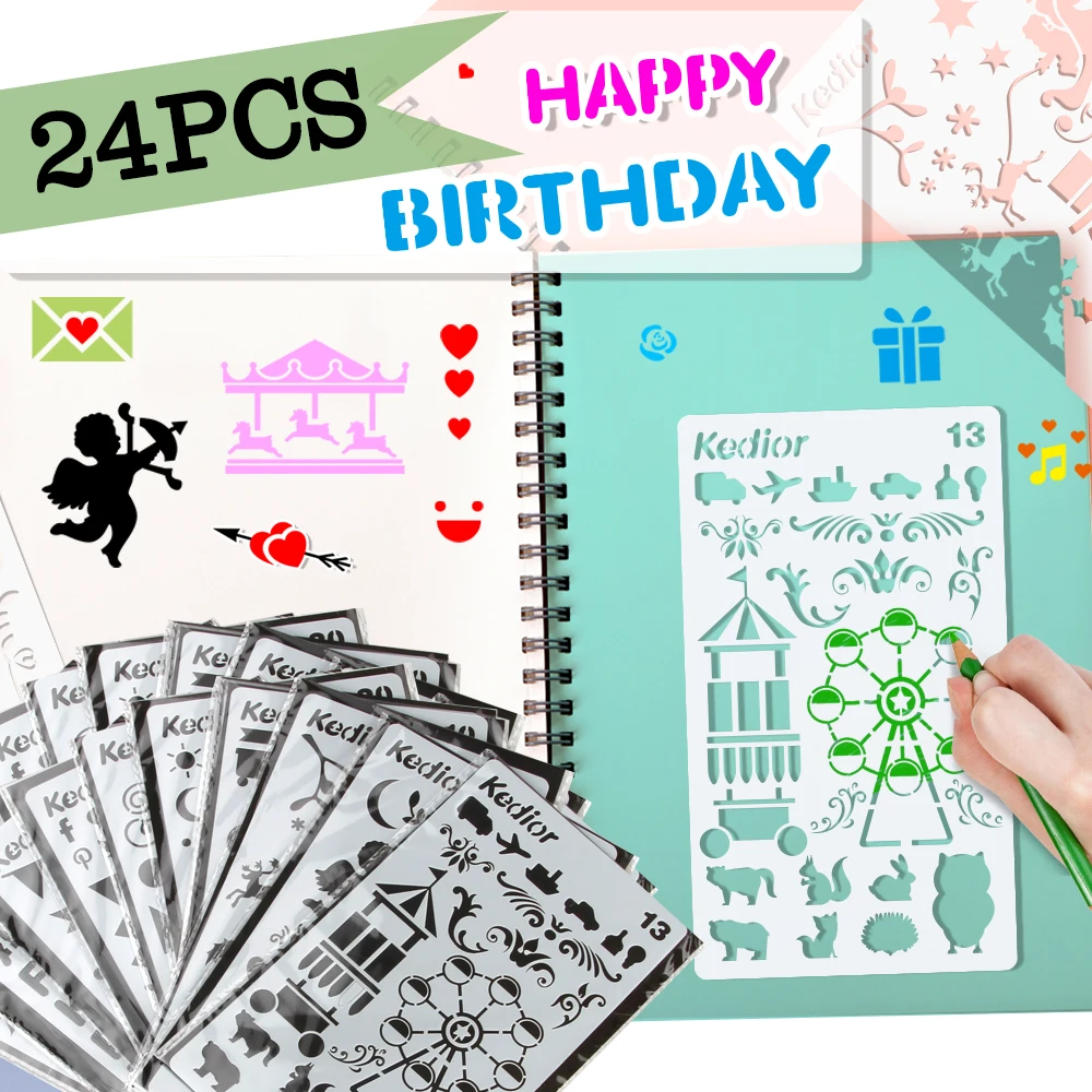 24PCS Bullet Journal Supplies Plastic Planner Stencils Journal/Notebook ...