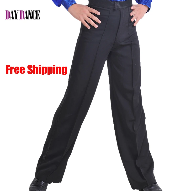 Professional Men Black Latin Dance Pants Boys Adult Satin Ballroom ...