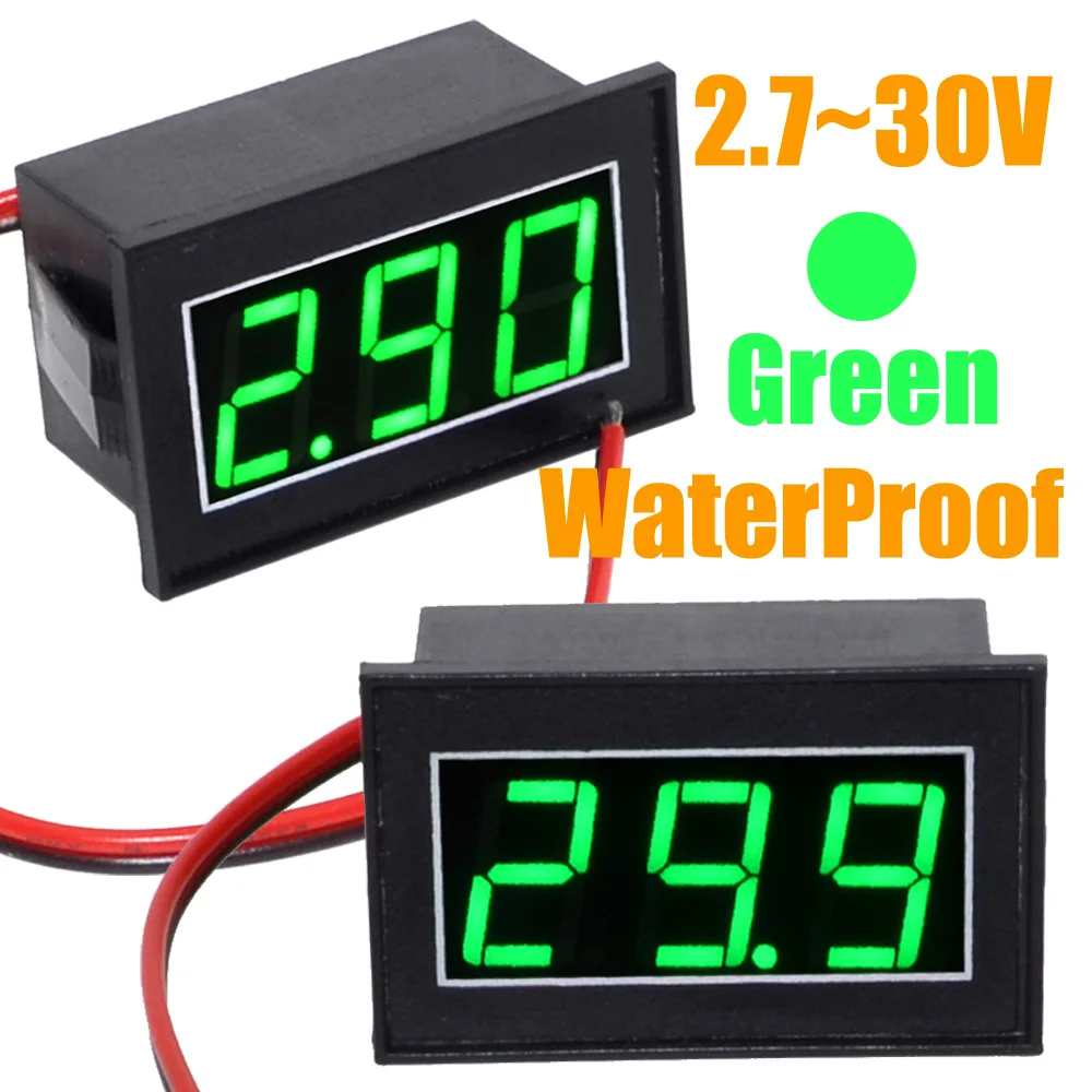10pcs/lot Brand New 2 Wire Waterproof Mini Digital Voltmeter Volt Panel ...