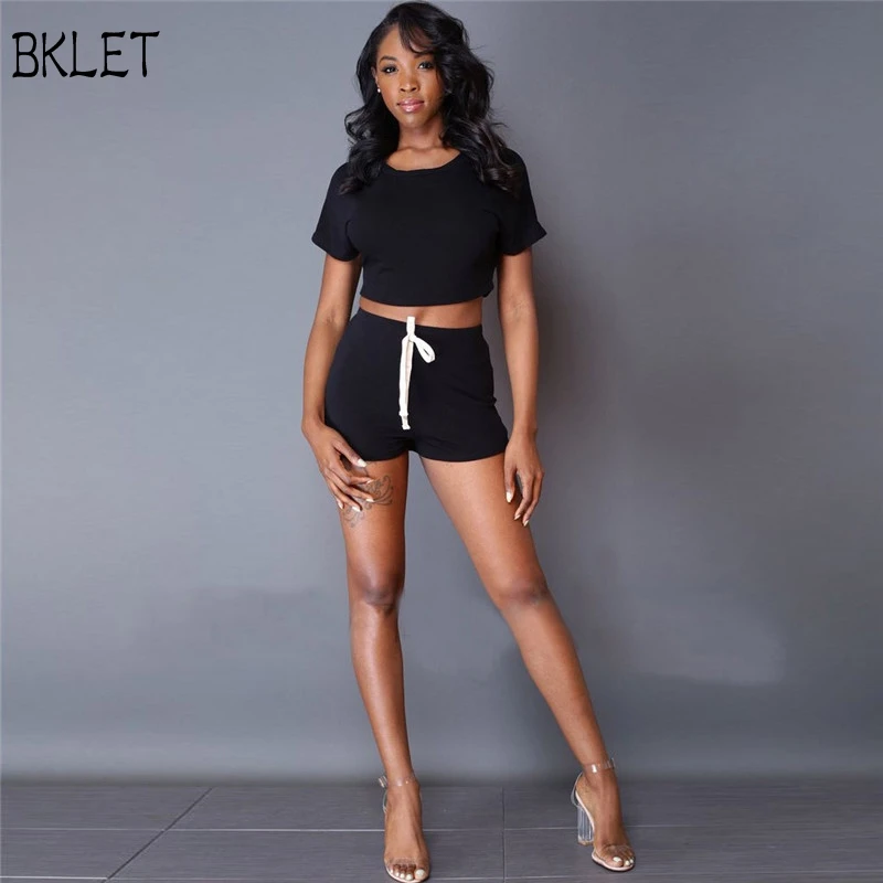 2018 Sexy Summer Slim Short Set Bare Midriffs Shorts Suit Backless ...