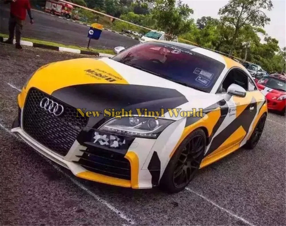 Elite Yellow Jumbo Camouflage Vinyl Car Wrap Film Bubble Free For Car ...